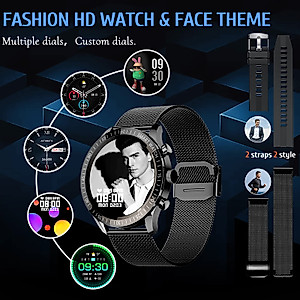 BOZLUN Smart Watch for Men, 1.32" HD Touch Screen with Heart Rate Monitor Blood Pressure Monitor Sleep Quality Fitness Watch Tracker, 5ATM Waterproof Smart Watch for Android and iPhone