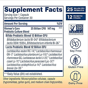 Renew Life Women's Probiotic Capsules, Supports pH Balance for Women, Vaginal, Urinary, Digestive and Immune Health, L. Rhamnosus GG, Dairy, Soy and Gluten-Free, 25 Billion CFU - 30 Ct