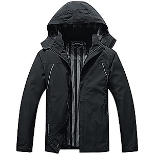 MOERDENG Men's Waterproof Rain Jacket Outdoor Lightweight Raincoat for Hiking Travel