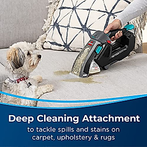 BISSELL Stain Eraser Duo, 2-in-1 Cordless Portable Deep Cleaner and Hand Vacuum with PET PRO OXY Spot & Stain Formula, 3705, Black, Large