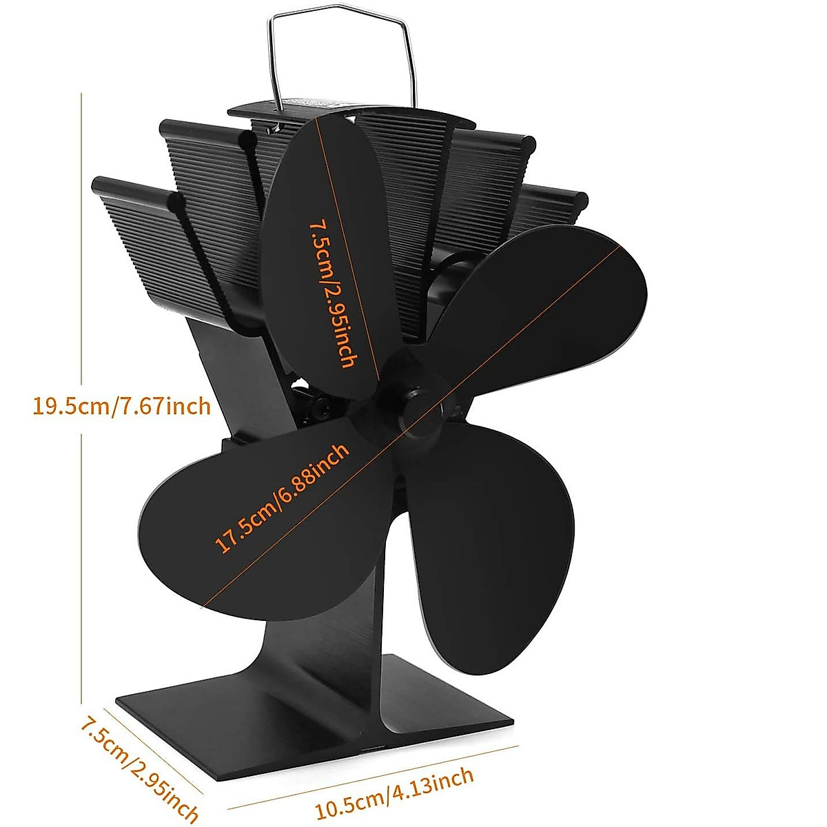 Cheffort Fireplace Fan Heat Powered Stove Fan 4 Blade Wood Stove Fans Aluminium Silent Eco-friendly for Wood Log Burner Fireplace