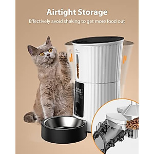 Petory Timed Automatic Cat Feeders - 4L Programable Dry Food Dispenser for Cats and Small Medium Dogs 6 Meals with Desiccant Bag Dual Power Supply 10S Voice Recorder