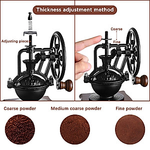 Manual Coffee Grinde, Vintage Style Wooden Hand Coffee Grinder/Antique Cast Ceramic Roller Classic French Press Coffee Mill/Hand Crank Coffee Grinders With Brush&Spoon