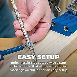 Kreg KPHA308 Easy-Set Pocket Hole Drill Bit with Stop Collar & Gauge/Hex Wrench