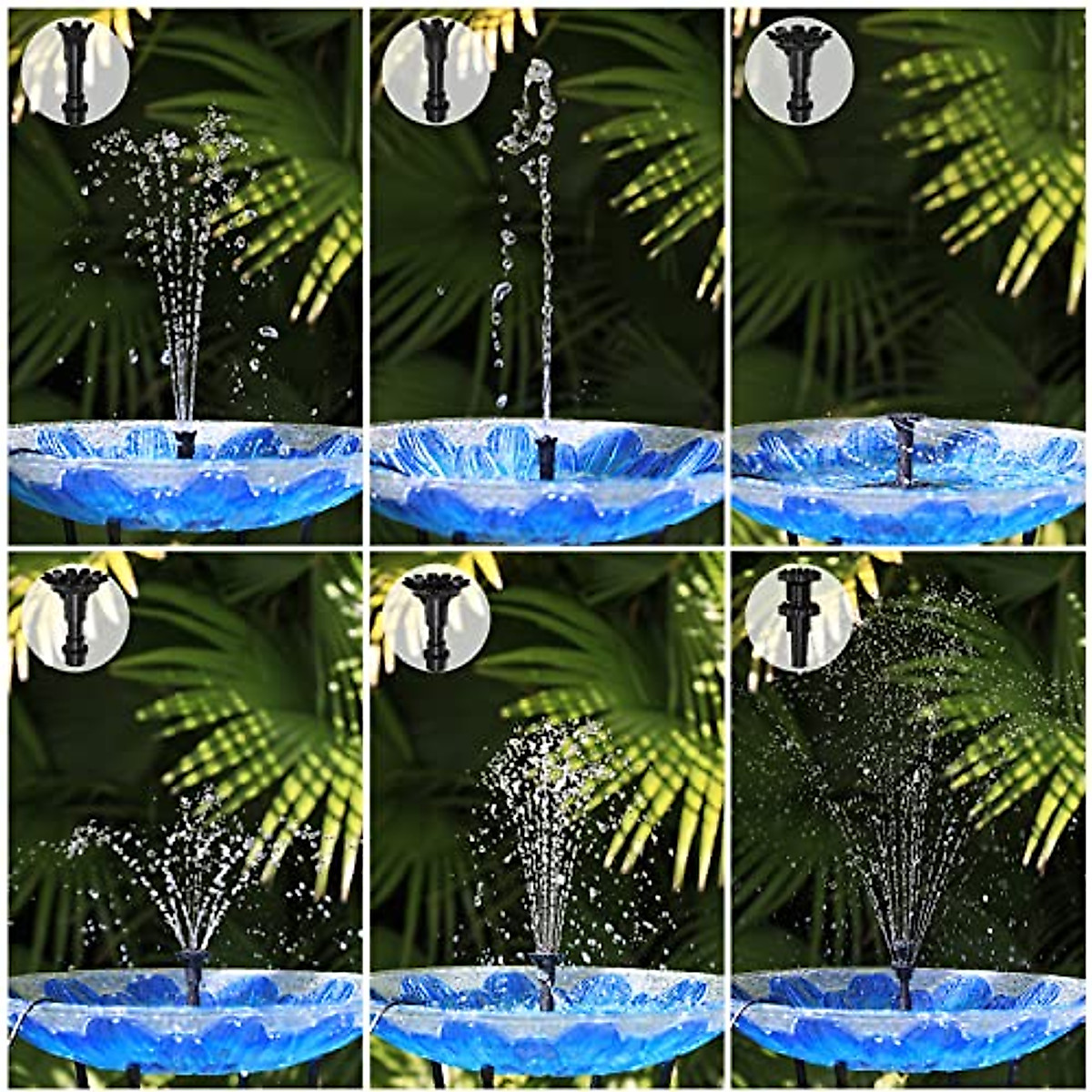 AISITIN 3.5W Solar Fountain Pump, DIY Outdoor Solar Water Pump with Multiple Nozzles, 4.9ft Water Pipe and Stake, Solar Powered Pump for Bird Bath, Ponds, Garden and Other Outdoor Places