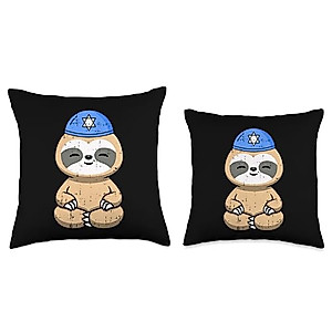 Hanukkah Cloths Sloth Men Women Kids Gifts Jewish Sloth Hanukkah Chanukah Star of David Men Women Kids Throw Pillow, 16x16, Multicolor
