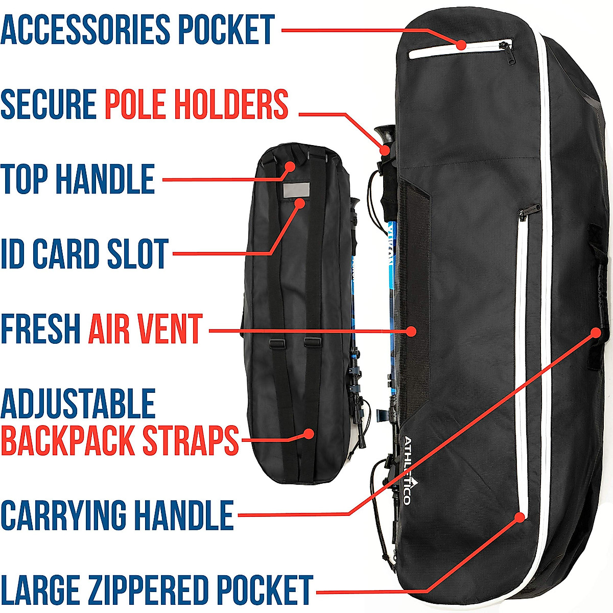 Athletico Snowshoe Bag - Snow Shoe Backpack For Carrying, Packing, and Storing Snowshoes (Small, 19-25 inches)