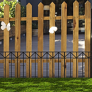 Elecoman 5PACK 32 * 10in No Dig Animal Barrier Fence,Underground Decorative Garden Fencing/Fence,5mm Galvanized Steel Garden Fence Border,Dog Rabbits Ground Stakes for Outdoor Garden Yard Patio