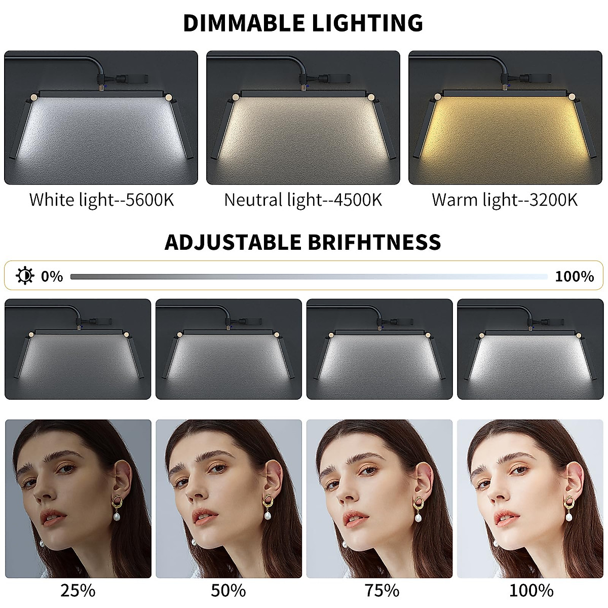 MYSWEETY Lash Light for Eyelash Extensions, 36'' Foldable Half Moon Light Lamp, LED Eyelash Floor Lamp, Estheticians Light with Phone Holder, Lash Light for Eyelash Tech, Tattoo, Makeup, Nails