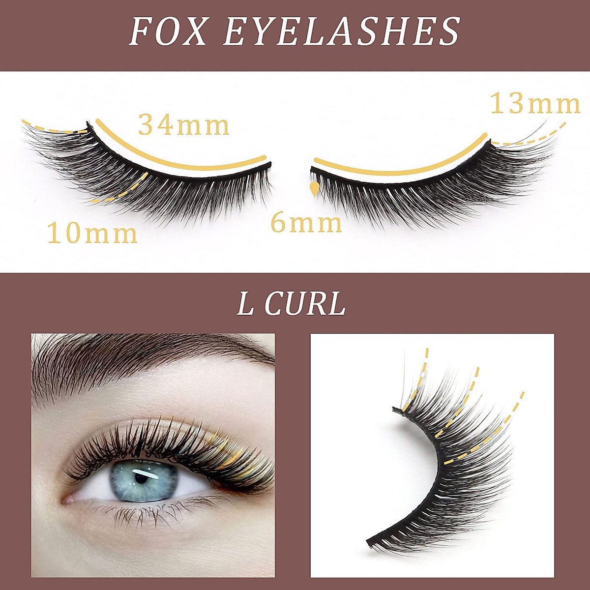 Veleasha Fox Eye Lashes L Curl Fluffy False Eyelashes 5 Pairs Pack Bratz Cat Eye Lashes Wispy & Lightweight Fake Eyelashes for Doll Eye Makeup (Foxy 04)