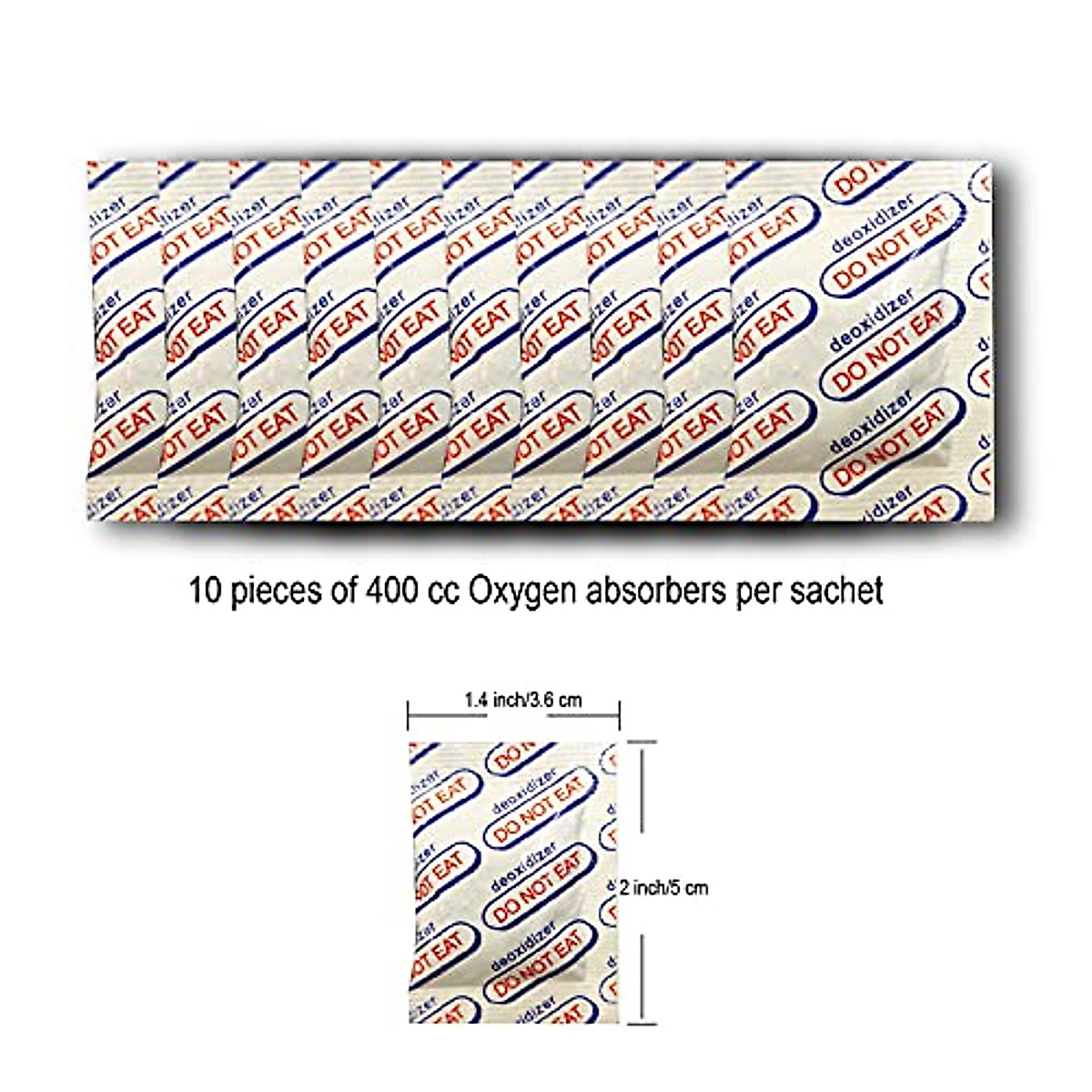 400cc X 100 count Oxygen Absorbers - 10 packs individually vacuumed and sealed in 10 Food grade packets For Long Term Food Storage.