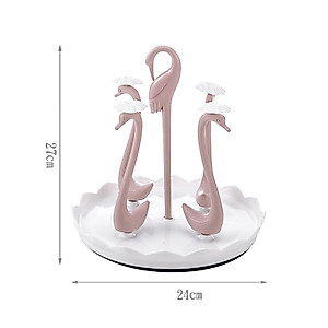 Zerodis Swan Cup Holder with Rotating Drip Tray Plastic Drinking Cup Drainer Stand Rack for Home Mug Dryer Rack with Drip Tray Drying Stand Holder for Kitchen Counter (4 Heads)