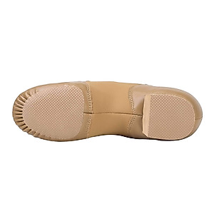 Dynadans Unisex PU Leather Upper Slip-on Jazz Shoe with Arch Insert for Women and Men's Dance Shoes-Brown-4M