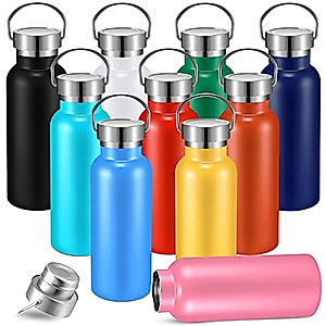 Mimorou 10 Pcs 17 oz Stainless Steel Sports Water Bottle Insulated Reusable Water Bottles with Handle Metal Water. Bottle for Hikers Gift, 10 Colors