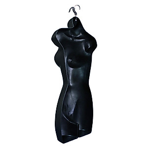 DisplayTown Black Female Mannequin Hip Long Hollow Back Body Torso Dress Form & Hanging Hook, S-M Sizes (10 Pack)