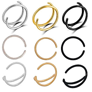 choice of all Double Nose Ring for Single Piercing Double Hoop Nose Ring for Women Double Nose Ring for Teen Girls Spiral Nose Hoop Rings for Women