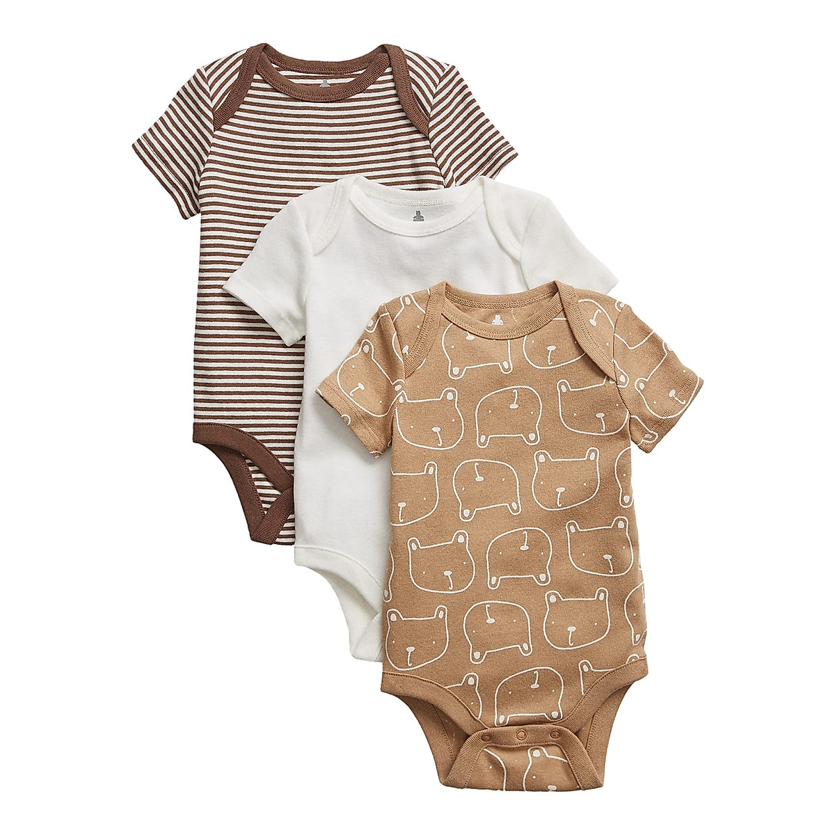 GAP unisex baby Short Sleeve Bodysuit, Brannan Brown Print, 6-12M US