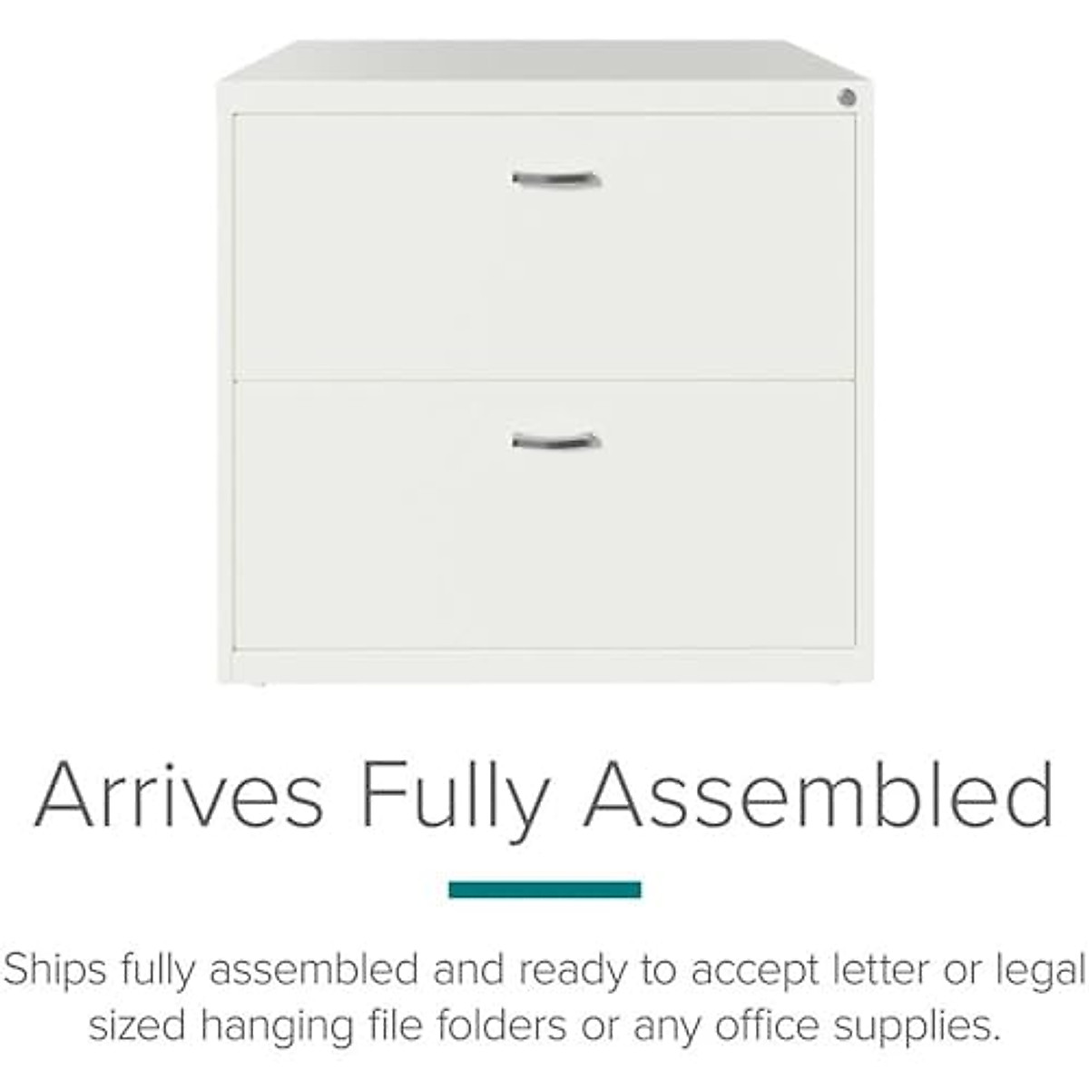 Hirsh Home Office Style Lateral Metal File Cabinet 30 in. Wide 2 Drawer White, Fully Assembled