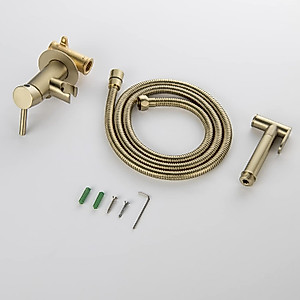 Toilet Shower Kit, Wall Mount Portable Bidet Toilet Faucets Kit Wall Mounted Brass Handheld Bidet Sprayer for Women