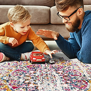 Machine Washable Rug 5'x 7' Vintage Design Washable Area Rugs with Non Slip Rugs for Living Room Bedroom Traditional Woven Rug Carpet Stain Resistant Dining Home Office Boho Rug