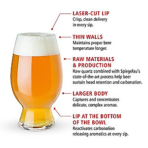 Spiegelau Craft Beer Tasting Kit Glasses, European-Made Lead-Free Crystal, Modern Beer Glasses, Dishwasher Safe, Professional Quality Tasting Glass Gift Set (Craft - Set of 4)