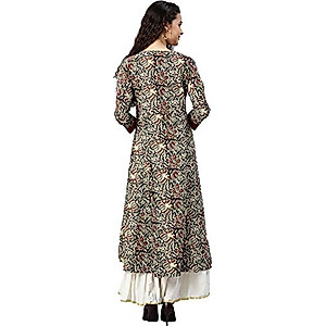 Rayon Angrakha Style Printed Indian Kurtis for Women (as1, alpha, x_s, regular, regular, Maroon)