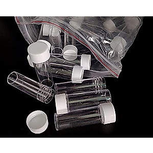 12Pcs 25ML Clear Flat Plastic Test Tubes with Screw Caps Test Tubes Containers Bottles for Bath Salt Candy Storage Scientific Experiments Party Décor