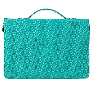 Christian Art Gifts Women's Fashion Bible Cover Grace Butterfly Ephesians 2:8, Turquoise Floral Faux Leather, Medium