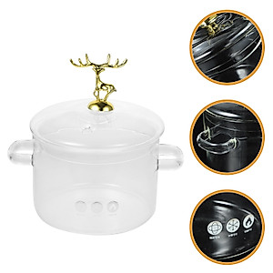 GANAZONO Glass Cooking Pot Clear Glass Saucepan Heat Resistant Borosilicate Glass Pot with Lid and Handle Stovetop Simmer Pot Potpourri for Ramen Noodle Soup Milk Vegetable