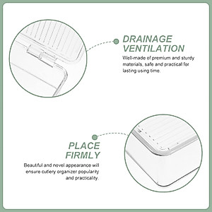 Cabilock Transparent Cutlery Box Desktop Accessories Flatware Tray with Cover Utensil Drawer Organizer Plastic Silverware Cutlery Storage Holder Storage Box Refrigerator The Pet