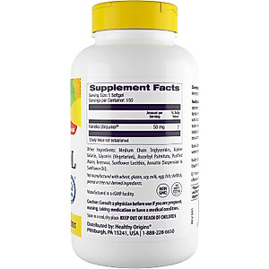 Healthy Origins Ubiquinol (Active form of CoQ10), 50 mg - Activated Form of CoQ10 - Kaneka Ubiquinol Supplements for Heart Health & Antioxidant Support - Gluten-Free & Non-GMO - 150 Softgels