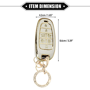 VekAuto Car Smart Key Fob Case Kit Compatible for Hyundai Santa Fe 2020-2022, Protective TPU White Keyless Entry Remote Cover with Key Chain