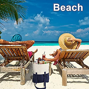 16 Pack Canvas Tote Bags Cotton Grocery Totes Navy Blue and Natural Large Shopping Totes Bags Reusable Canvas Bags Bulk with Handle for Women Men Kitchen DIY Multipurpose Totes Set