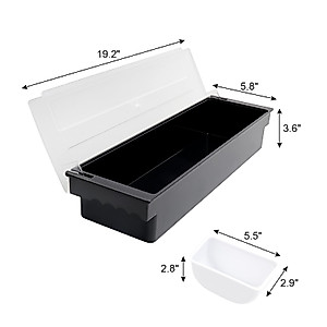 AJinTeby Condiment Caddy with Lid, Ice Chilled 6 Trays Topping Containers of Fruit Veggie, Plastic Storage Food Containers for Bartending and Restaurant Supplies