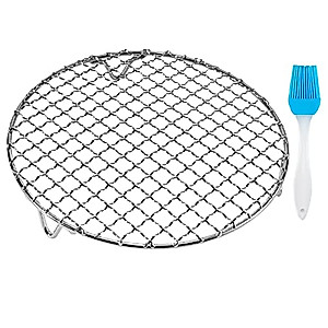 Fivebop Round Cooling Rack Stainless Steel Cross Wire Barbecue Grill Net Racks with 3 Legs for Cooking Baking Steaming (8.25 inches)
