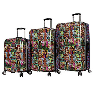 Betsey Johnson Designer Luggage Collection - Expandable 3 Piece Hardside Lightweight Spinner Suitcase Set - Travel Set includes 20-Inch Carry On, 26 inch and 30-Inch Checked Suitcase (Girls Print)