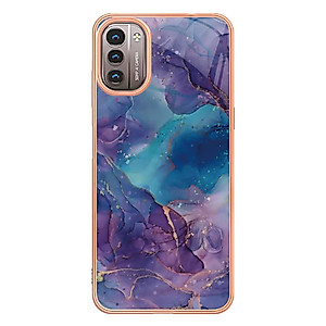 Dinglijia for Nokia G21 Case, Nokia G11 Phone Case, Soft TPU + IMD Marble Pattern Slim Design Enhanced Camera and Screen Protection Girls and Women Case for Nokia G21 BKC Purple