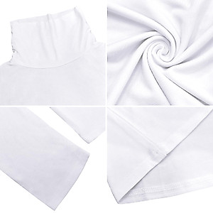 LONGYIDA Womens Long Sleeve Mock Turtleneck Tops Slim Fit Base Layer Tee Lightweight Turtle Neck Thermal Underwear Layer Top Shirts(White,S)