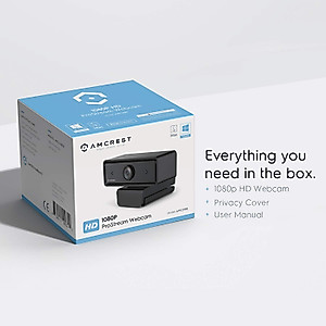 Amcrest 1080P Webcam with Microphone & Privacy Cover, 2 Noise-Cancelling Mics, USB Webcams for Desktop/Laptop PC Computer, Web Cam for Calls, Conference, Zoom, Skype, Online Classes, Meetings AWC2198