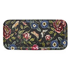 Spode Creatures of Curiosity Collection Rectangular Birch Serving Tray, Dark Floral Motif, 12.5" x 6", Platter Made of Birch Veneer, Food and Dishwasher Safe