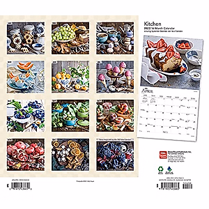 Kitchen 2022 14 x 12 Inch Monthly Deluxe Wall Calendar with Foil Stamped Cover, Cooking Home