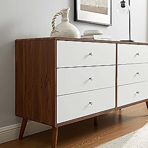 Modway Transmit 60" Particleboard Wood Dresser in Walnut/White