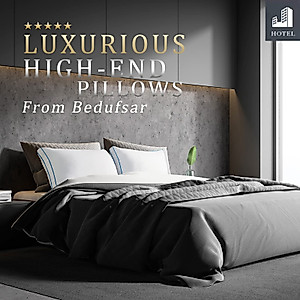 Bedufsar Bed Pillows for Sleeping, King Size Pillows Hotel Quality Set of 2, Firm and Supportive Gusseted Pillows for Side and Back Sleepers, Cooling Down Alternative Fluffy and Soft Pillow (20x34 in)