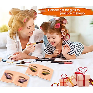 Makeup Practice Face Board, 3D Reusable Makeup Mannequin Face Eyeshadow Mannequin, Make up Practice Face with Makeup Kit for Professional Makeup Artists Students and Beginners to Practice Eyes Makeup