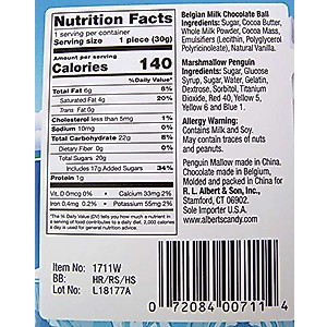 Peekaboo Penguin Milk Chocolate Balls with Marshmallow Penguins, Christmas Stocking Stuffer for Kids, Holiday Activities, (6 Pack)