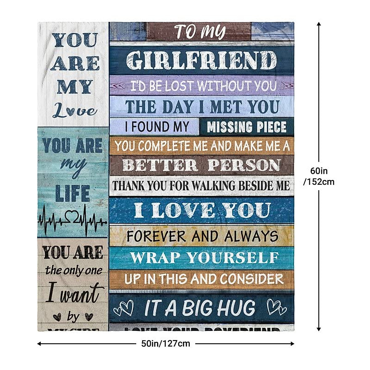 to My Girlfriend Blanket Gifts for Girlfriend I Love You Blessing Sweet Sayings Quote Throw Blankets 50x60 inch Birthday Gifts for Her Anniversary Present Soft Blankets for Bed Sofa