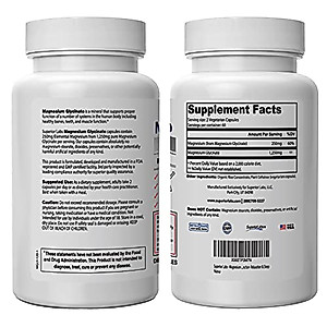 Superior Labs - Magnesium Glycinate - 1250 mg, 120 Vegetable Capsules - Essential Mineral - Maintains Energy - Healthy Bones and Muscle Function- Relaxation & Sleep