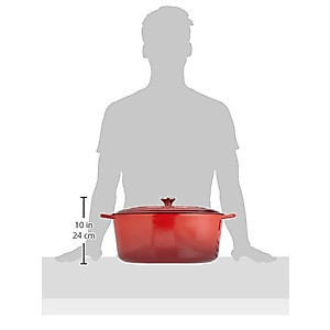 Le Creuset Enameled Dutch Oven Cast Iron Signature Oval Casserole, 40cm, 15.5 Qt, Cerise