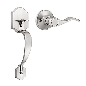 DECORITEN Front Door Handle, Exterior Door Lever, Entry Door Handleset, Brushed Nickel Door Handle Lever (1, Door Handle Set)
