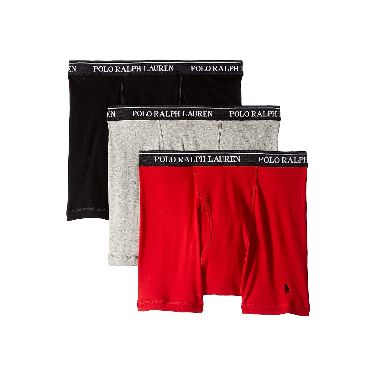POLO RALPH LAUREN Classic Fit w/Wicking 3-Pack Boxer Briefs Andover Heather/Rl2000 Red/Black LG